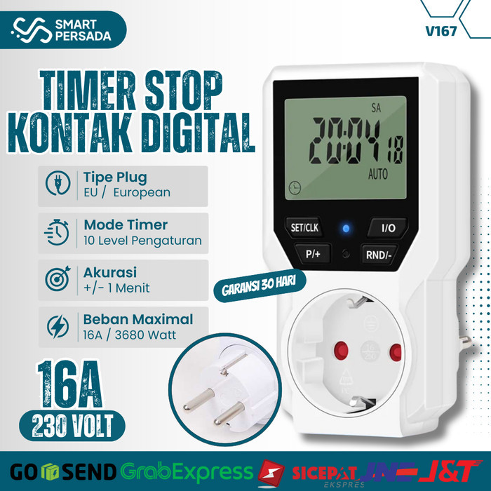 Jual Timer Colokan Stop Kontak Digital Otomatis Programmable LCD EU ...