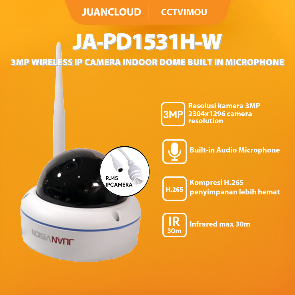 Jual JUAN CLOUD JA-PD1531H-W 3MP WIRELESS IP CAMERA INDOOR DOME BUILT IN MICROPHONE | Shopee ...