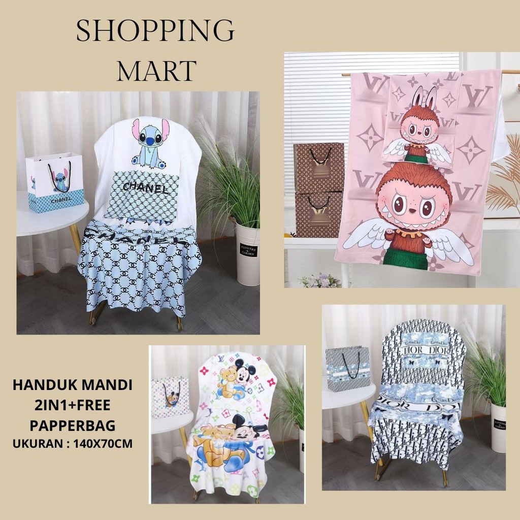 Jual Handuk Mandi 2in1 premium LABUBU banyak motif lucu dan menarik ...