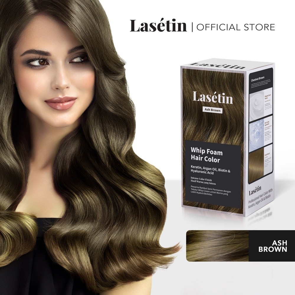 Jual Lasetin Whip Foam Hair Color (Ash Brown) - Pewarna rambut permanen ...
