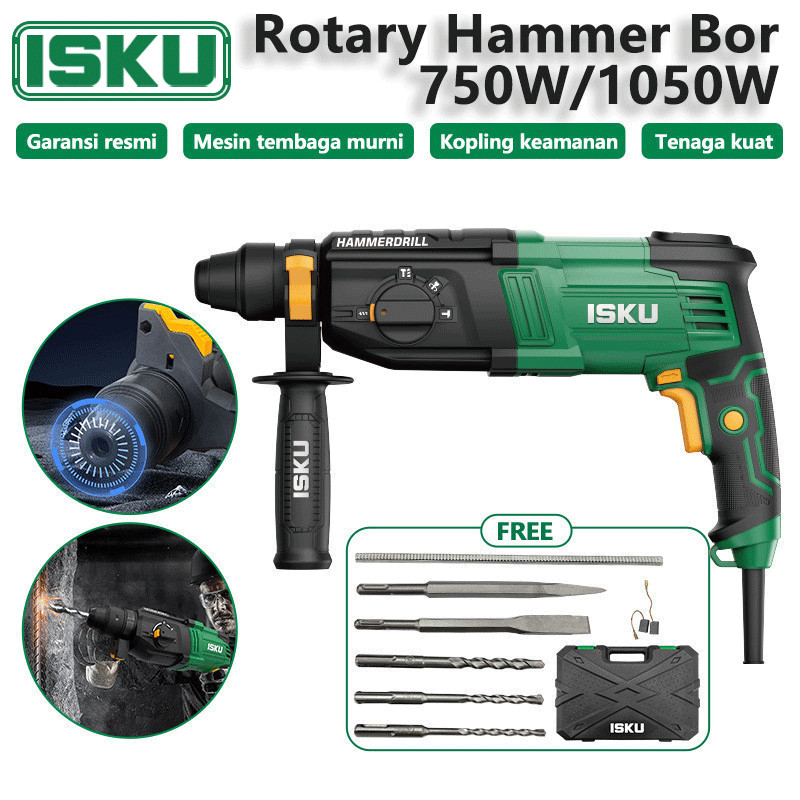 Jual ISKU Rotary Hammer Bor 750W/1050W listrik Mesin Bor Palu Rrotary ...