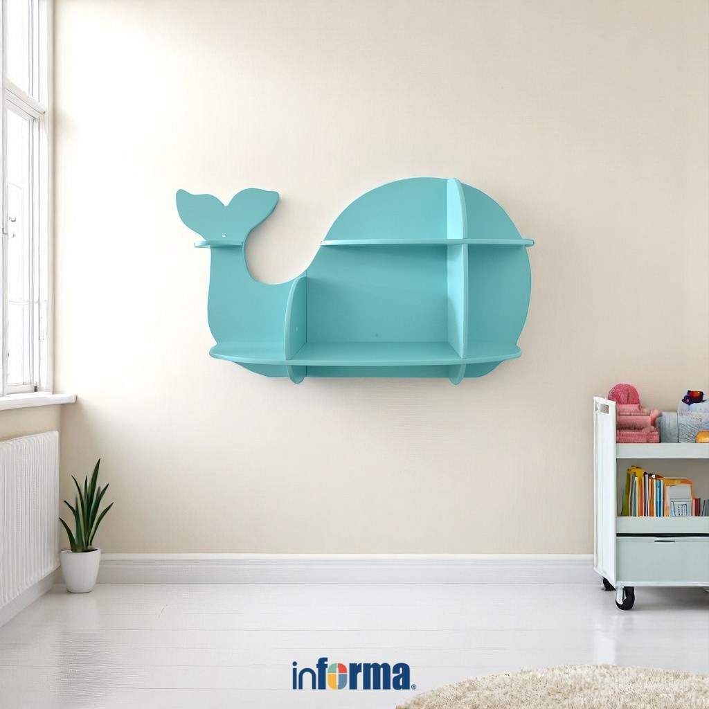 Jual Informa Moana Rak Dinding Anak 2 Tingkat Whale - Biru Decorative ...