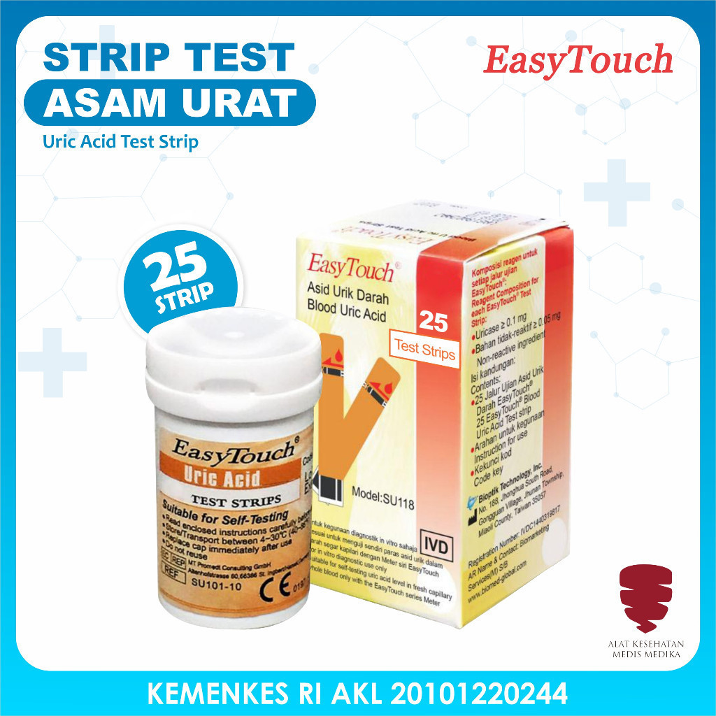 Jual Strip Test Easy Touch Uric Acid ED 2027/05 Cek Asam Urat Refill ...