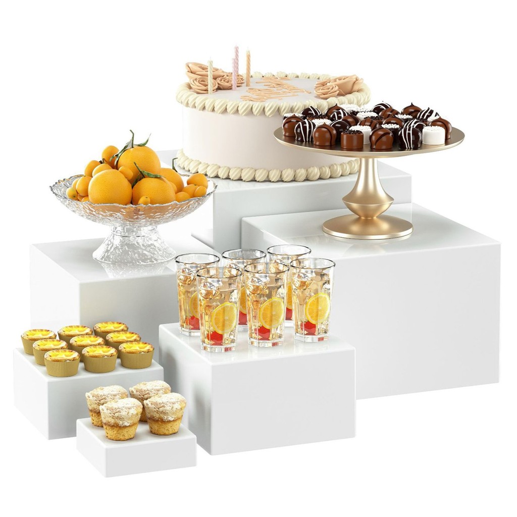Jual 6pcs Acrylic Buffet Riser Food Display Stands Stackable Table ...