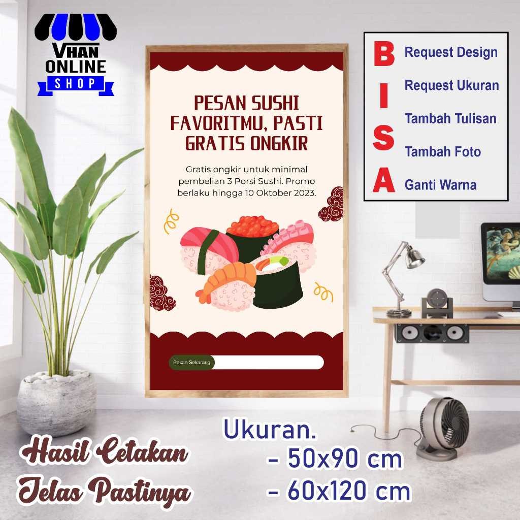 Jual Backdrop Spanduk Banner MMT Jualan Onigiri, Kimbab, Sushi Keren ...