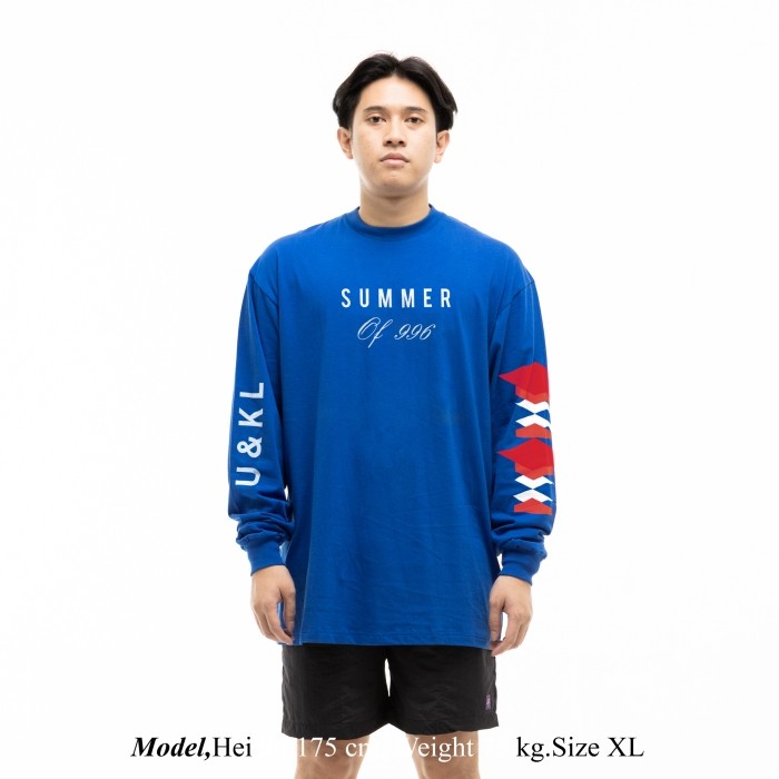 Jual UNKL347 Long Sleeve Blue Bahan Combed Motif Simpel ATAK | Shopee ...