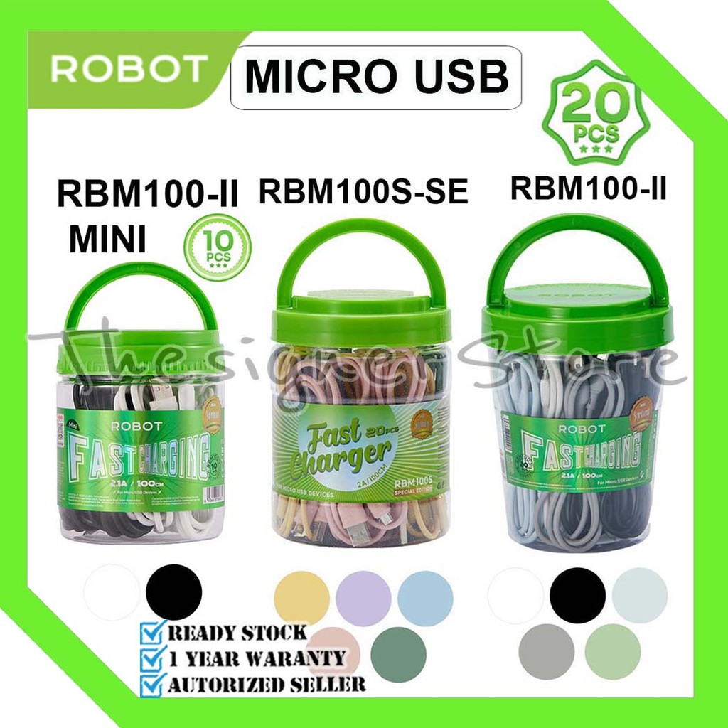 Jual Kabel Data Micro USB ROBOT RBM100S / RBM100 Mini 1M Data Cable 2A ...