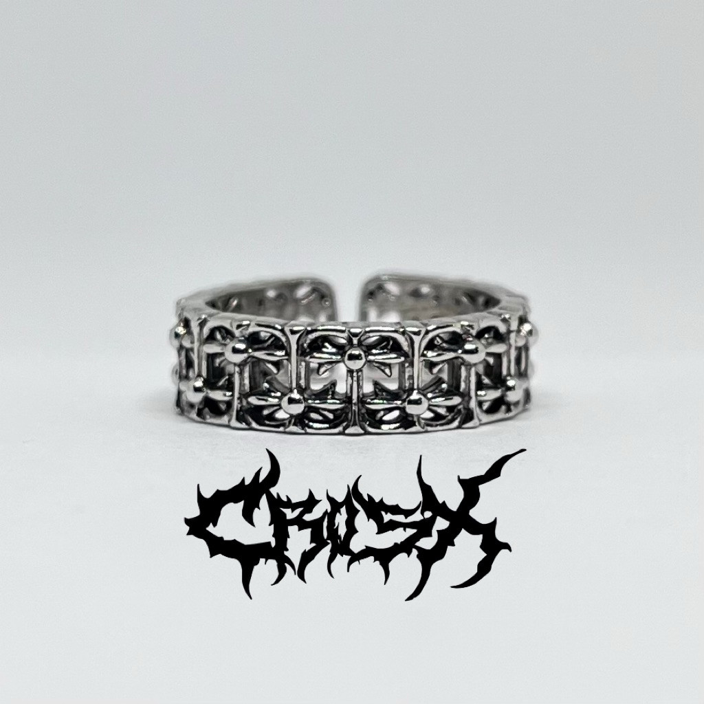 Jual ONK CH RING / CINCIN TENGKORAK CINCIN HITAM SILVER / CROSS RING ...
