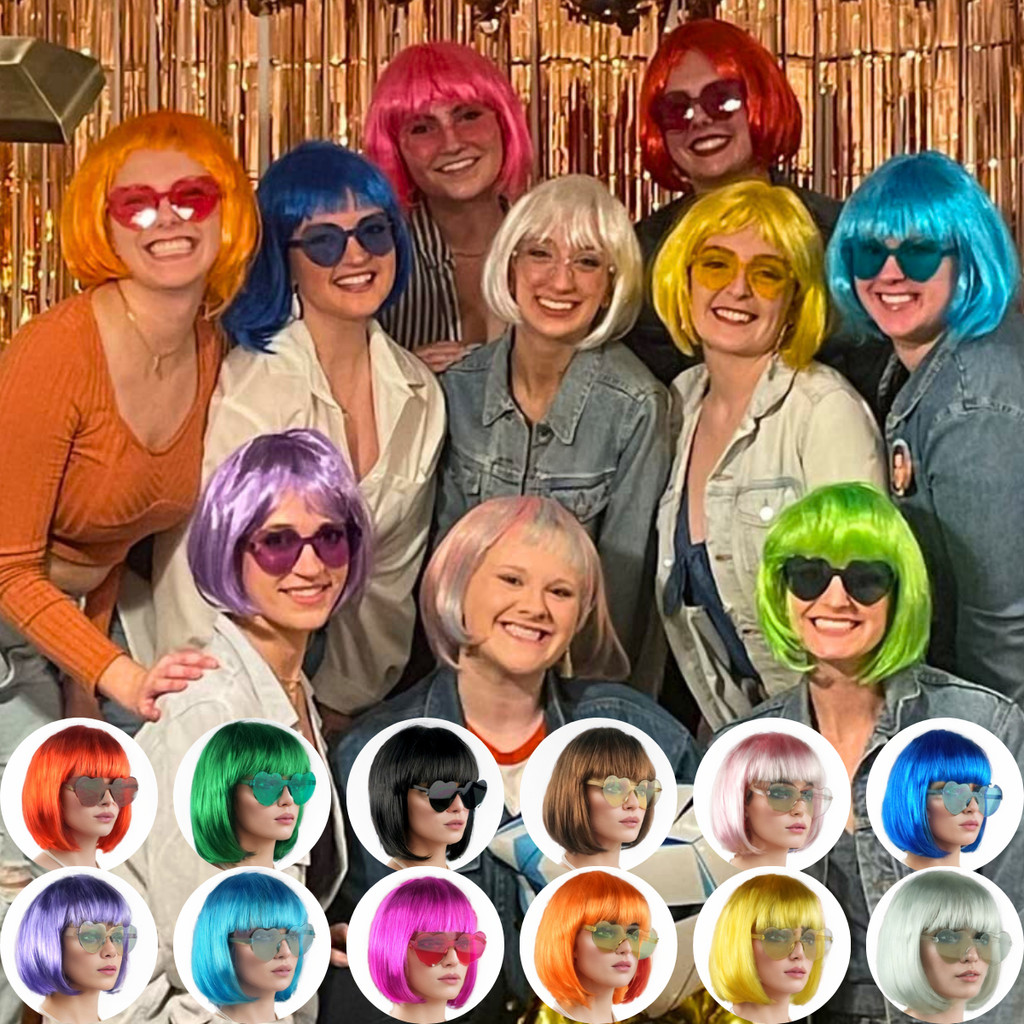 Jual Neon Colorful Short Bobo Hair Wigs Colored Fun Party Costume Wig ...