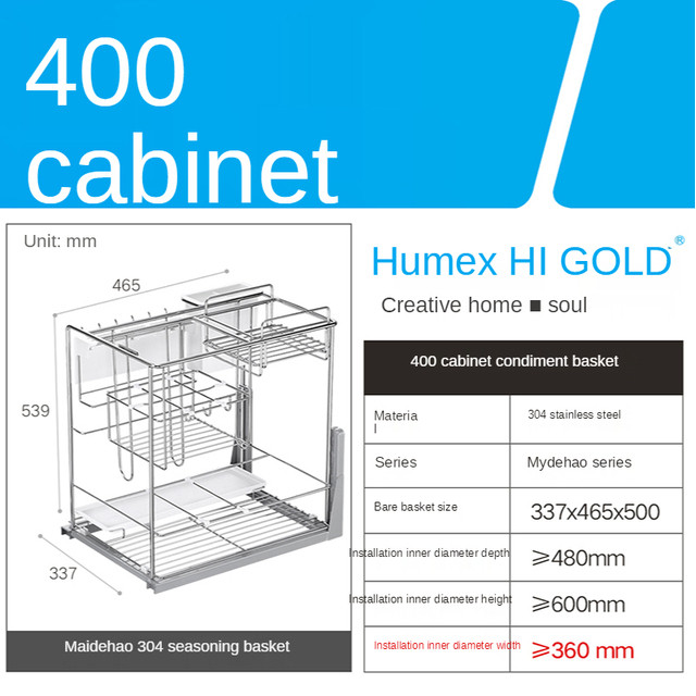 Jual Higold Kitchen Cabinet Basket 304 Stainless Steel Large Oil Drum ...