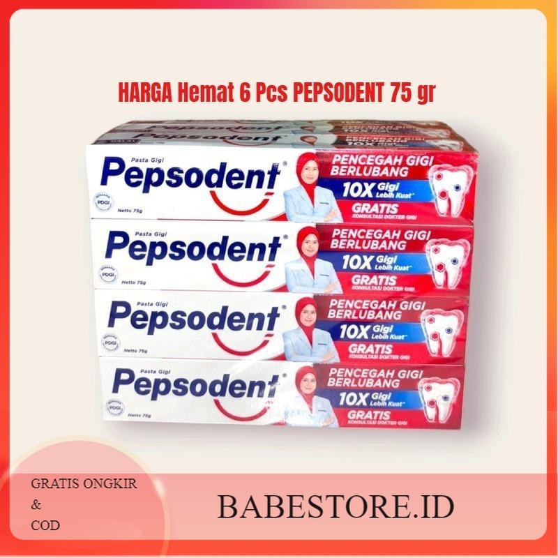 Jual Harga Hemat 6 Pcs Pepsodent 75 gr - Pasta Gigi Pencegah Gigi ...