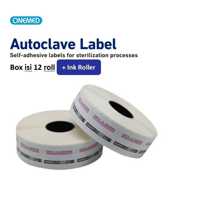 Jual ONEMED Autoclave Label 25x31 Box Isi 12 Roll Plus Ink Roller ...
