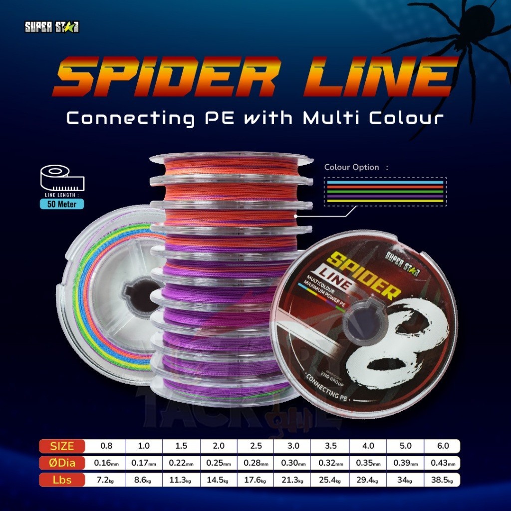 Jual BENANG PE SUPERSTAR SPIDER LINE X8 CONNECTING 50 METER | Shopee ...
