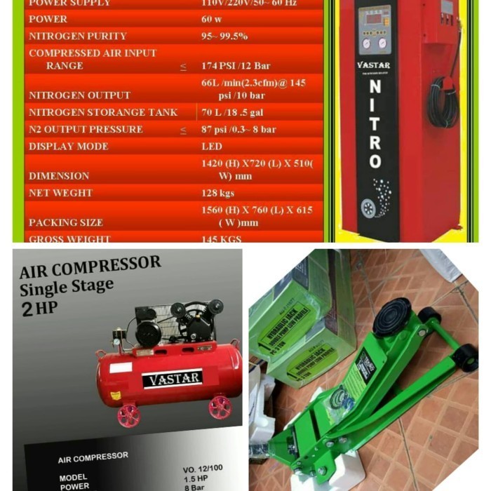 Jual Paket Mesin Nitrogen Merk Vastar dan Kompressor Vastar 2 pk 1 ...