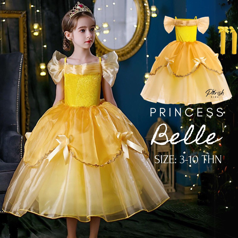 Jual Belle Princess Disney Yellow Dress/ Kostum Princess Anak Kuning ...