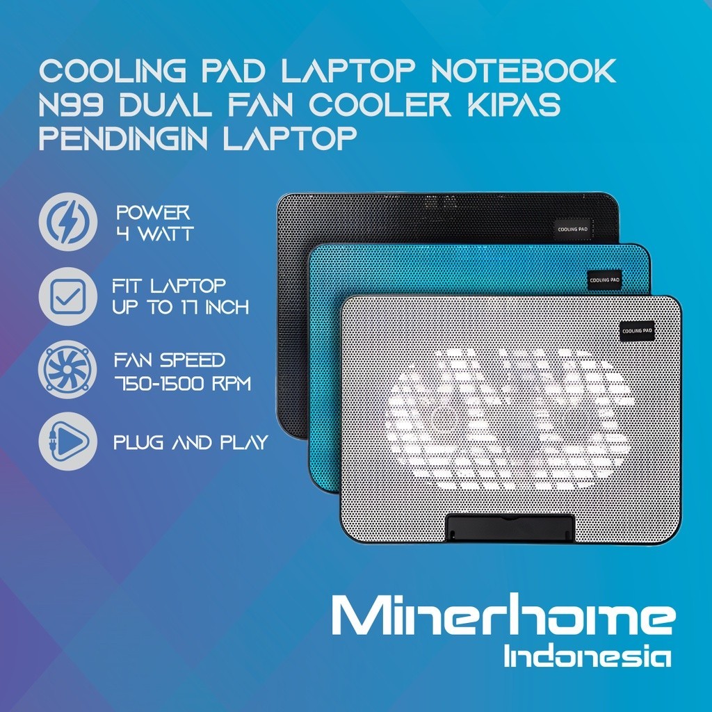 Jual Cooling Pad Laptop Notebook N99 Dual Fan Cooler Kipas Pendingin ...