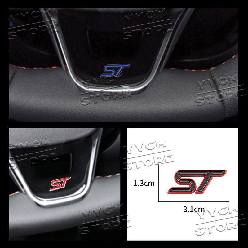 Jual 3d Metal ST Badge Decal Car Steering Wheel Emblem For Ford Focus ...