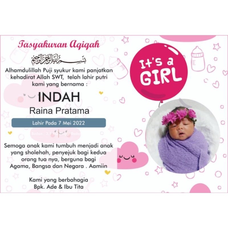 Jual Stiker kartu ucapan aqiqah bayi,nasi kotak costum ukuran KTP ...