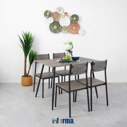 Jual Informa Lexon Set Meja Makan 4 Kursi - Cokelat Tua Dining Table ...