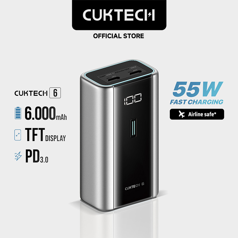 Jual Cuktech 6 Power Bank 6000mAh 55W Type-C Fast Charging Mini Powerbank | Shopee Indonesia