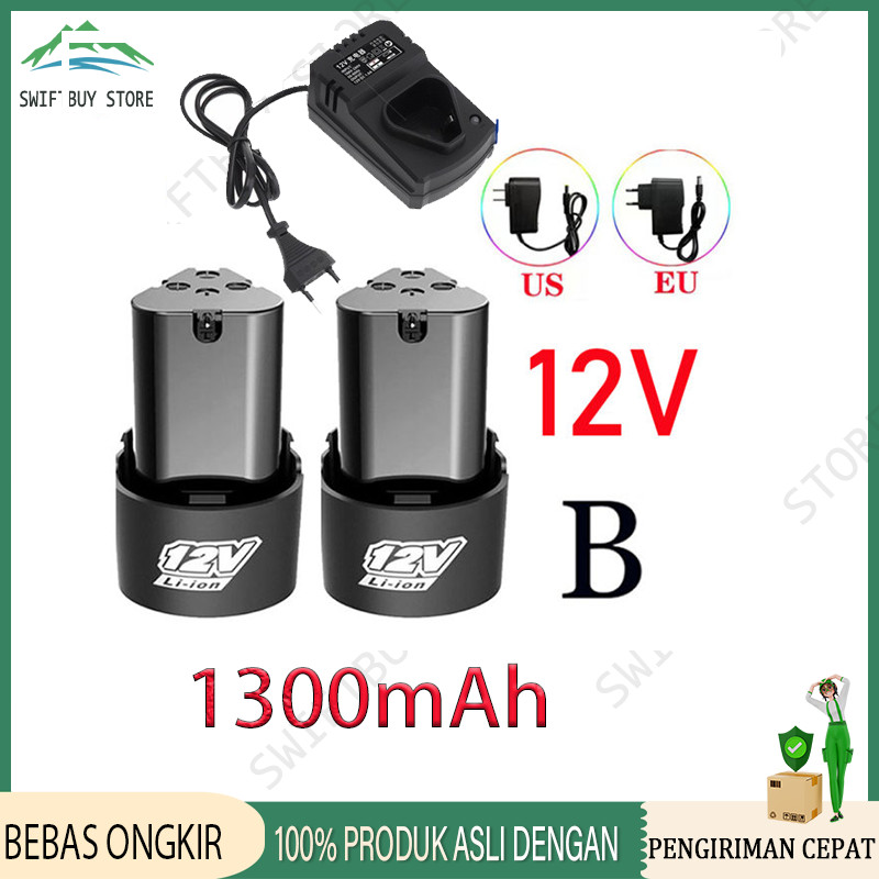 Jual Batre bor cordless 12 volt+Charger 1300mAh Power Adapter 12V DC ...
