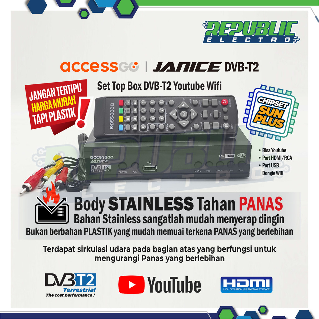 Jual STB Set Top Box DVB-T2 Wifi AccessGo Body Full Metal | Shopee ...