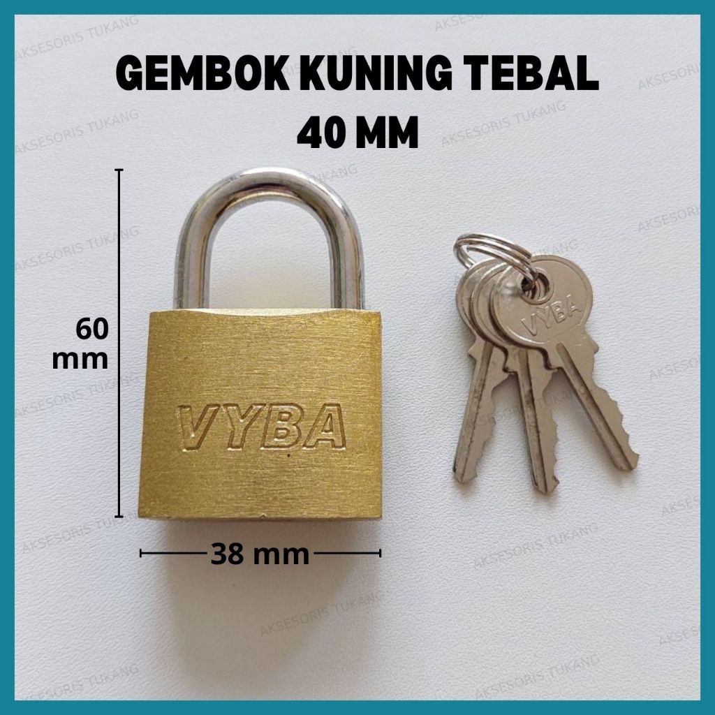 Jual Gembok Kuning Tebal 40 mm Pendek Vyba / Gembok Emas Pintu Pagar ...