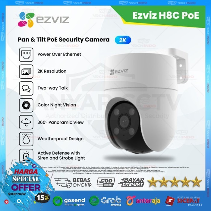 Jual EZVIZ H8C POE 3MP 2K ColorVu Pant & Tilt CCTV Outdoor Smart IP Camera CCTV !! | Shopee ...