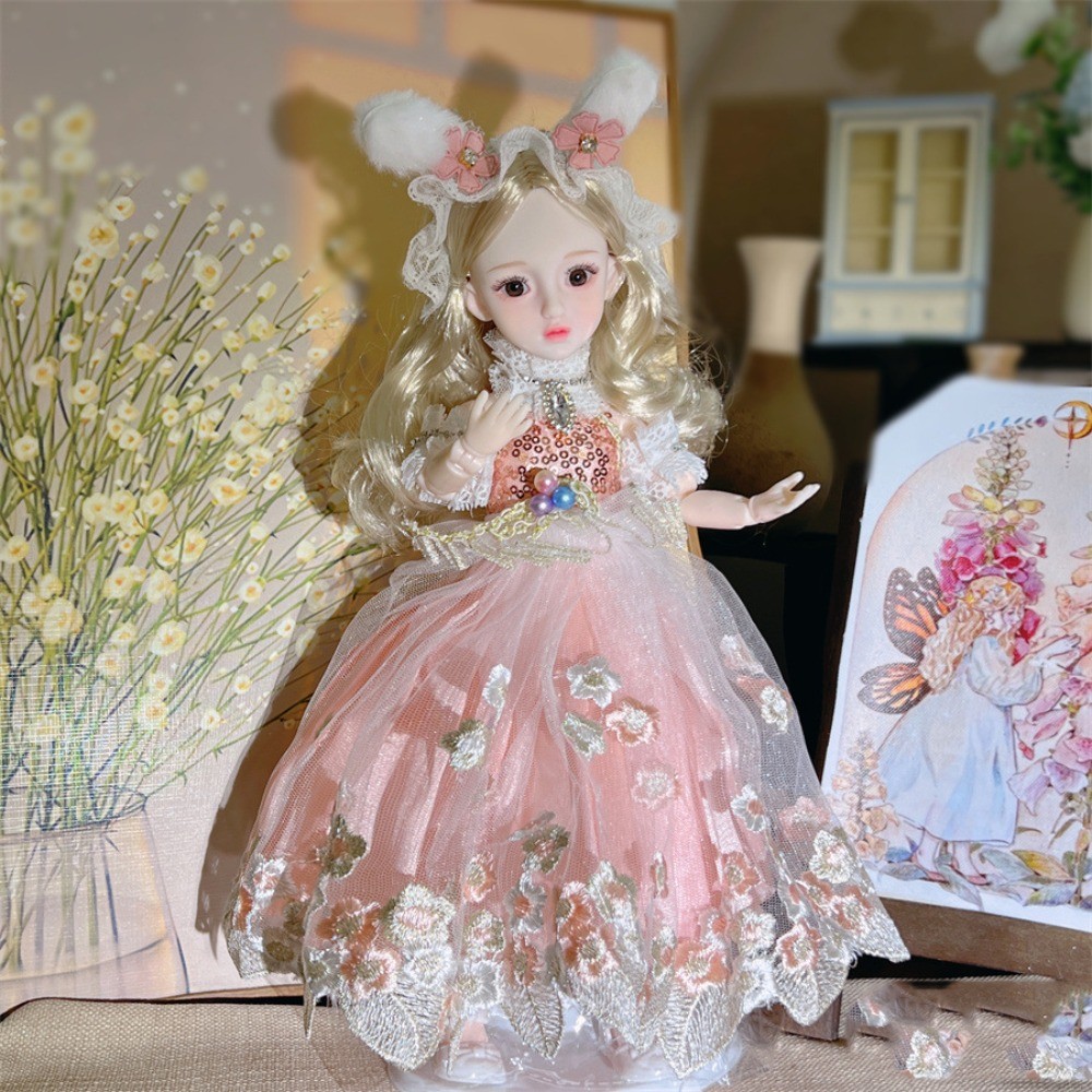 Jual Rabbit Girl 30cm BJD Doll Toy Long Hair Starry Blue Eyes Girl's ...