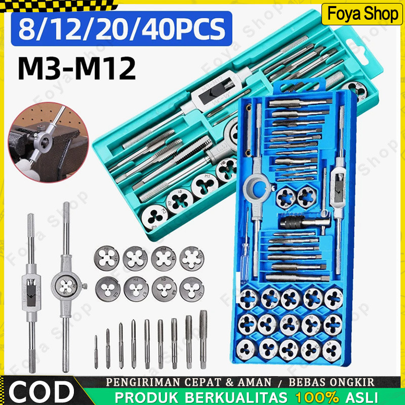 Jual Hand Tap Taps Die Dies 40pcs Senai Snai Drat Mur Ulir Kodenki 40 ...