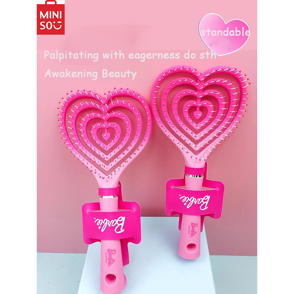 Jual MINISO Barbie Love Comb Barbie Heart Fluffy Styling Bone Comb Pink ...