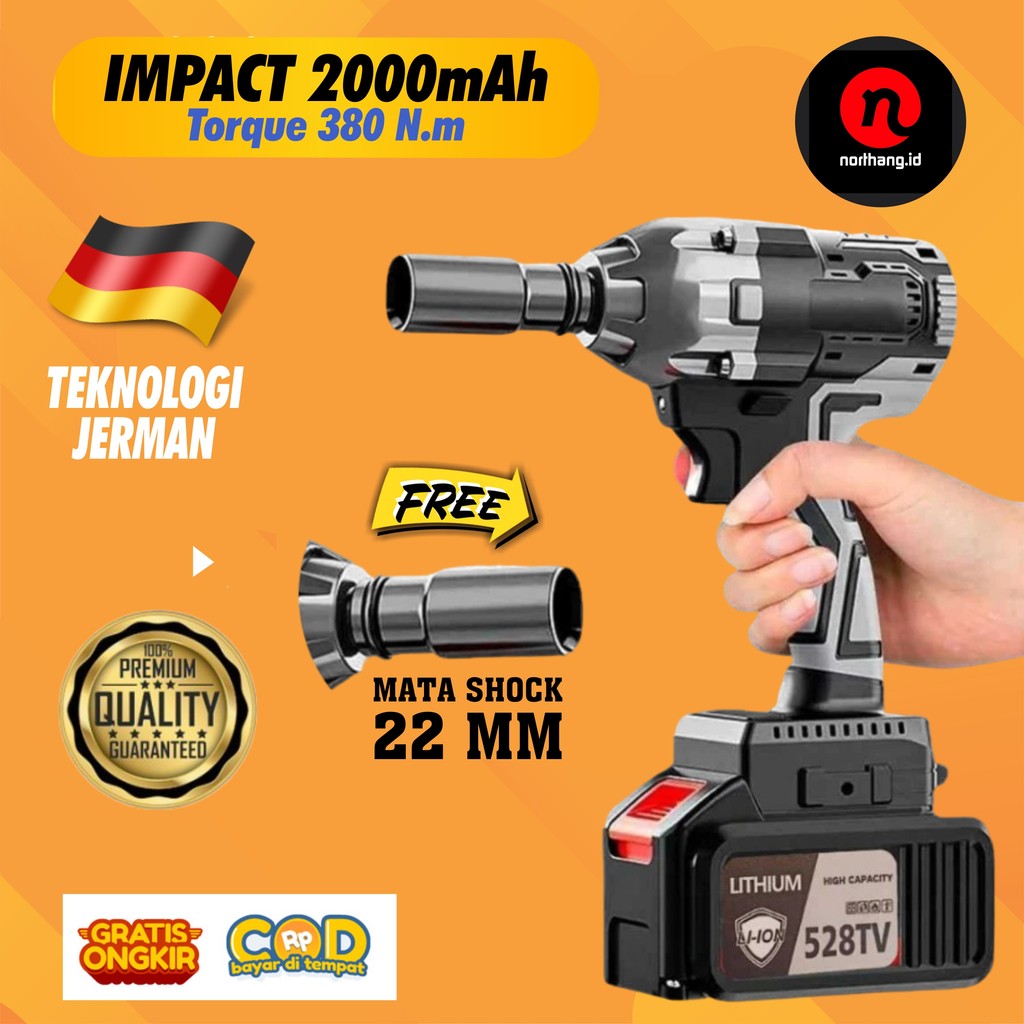 Jual HILIXUN Mesin Bor Listrik Impact Wrench Kunci Shock Brushless ...