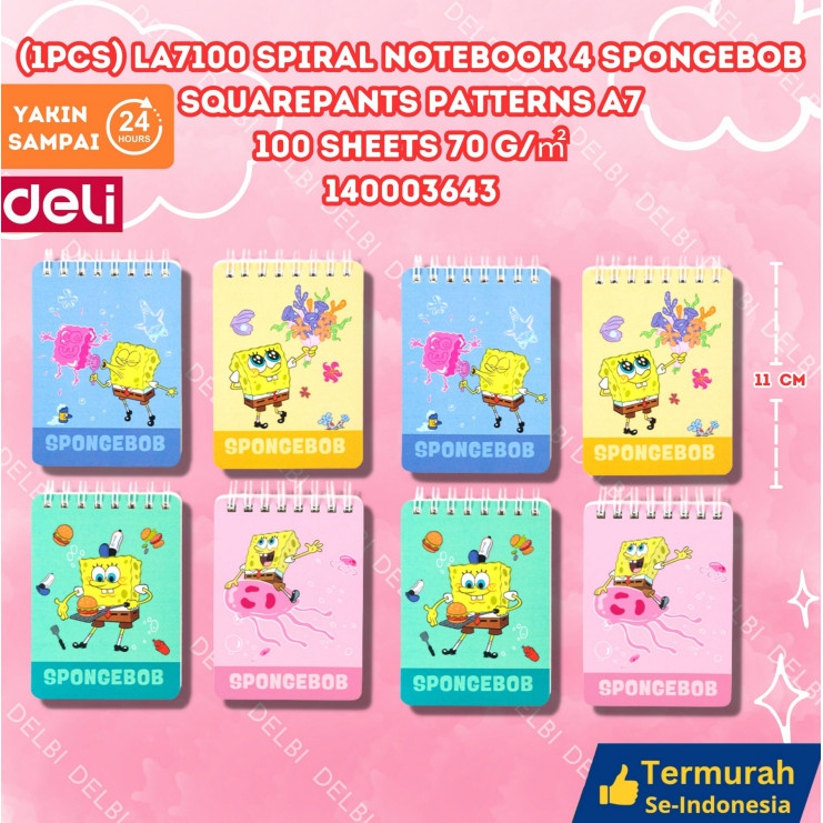 Jual DELI Buku Catatan Note Notebook Spiral Motif Spongebob Ukuran A7 ...