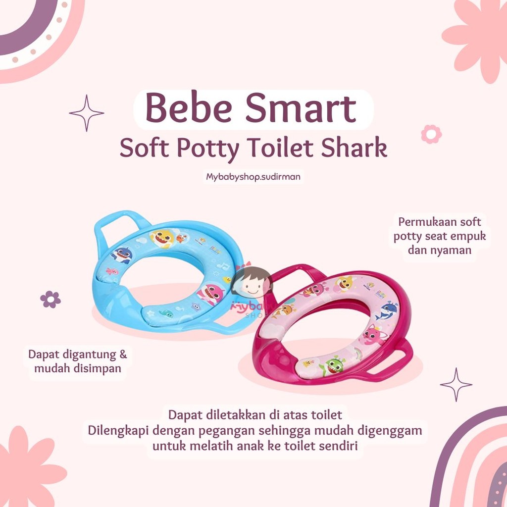 Jual BEBE SMART Baby Shark Soft Potty Toilet Seat With Handle / Toilet ...