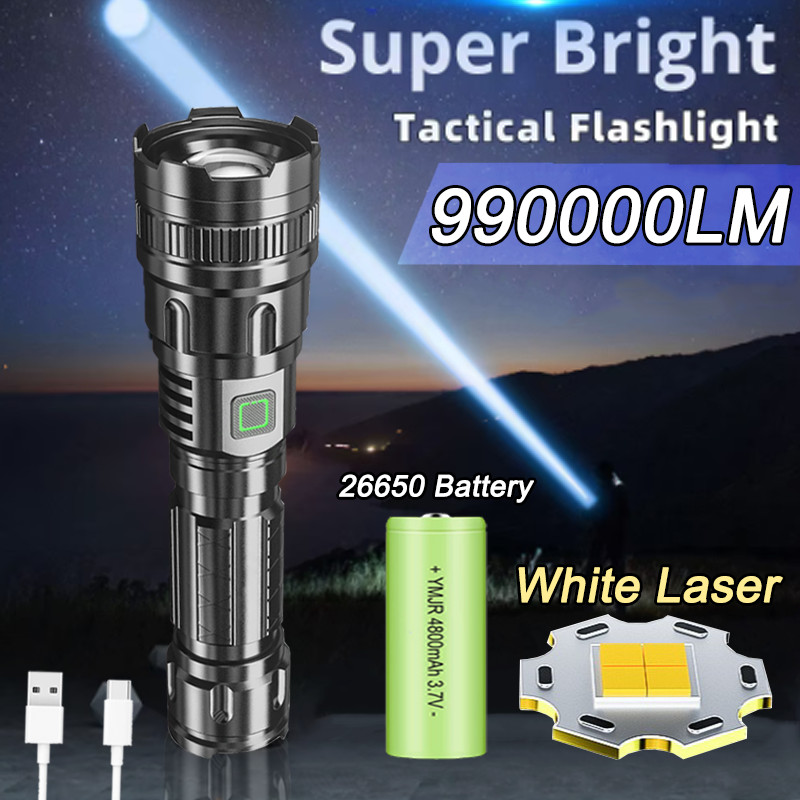 Jual YMJR Senter LED Super Terang Jarak Jauh Anti Air Senter T8 LED 90000 Lumens Original USB C ...