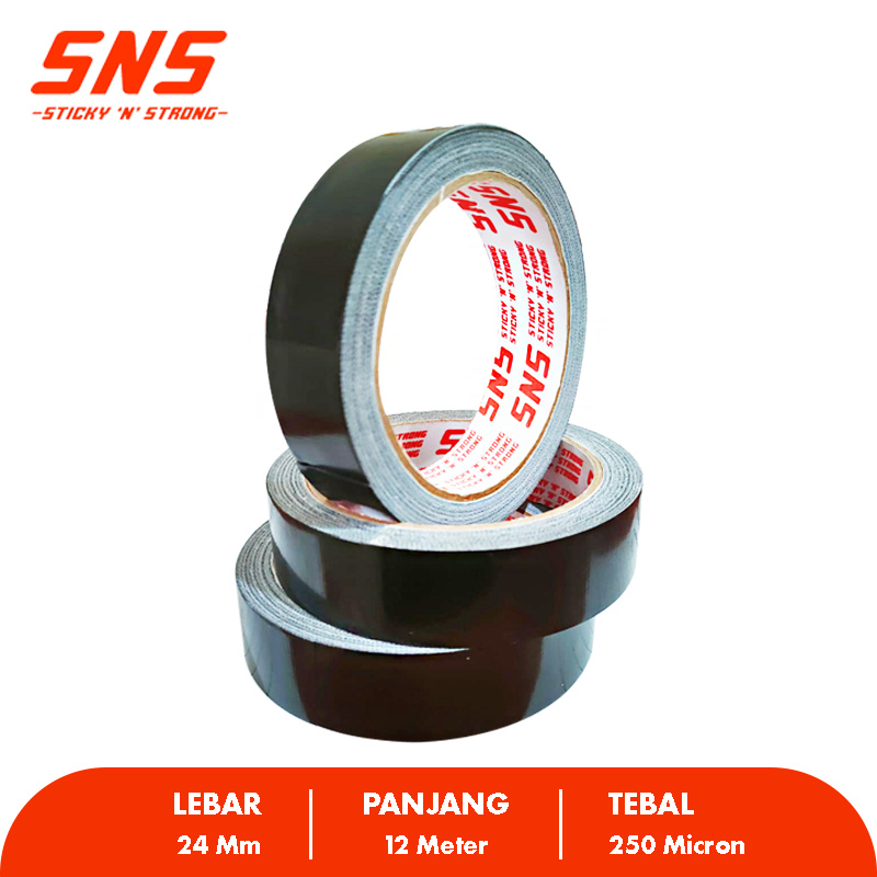 Jual ISOLASI KAIN HITAM / CLOTH TAPE 1 INCH (24MM) x 12 METER SNS ...