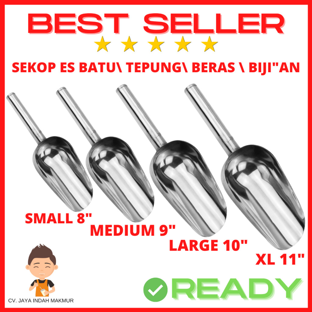 Jual KIT SENDOK Es Batu Stainless | Sekop Stainless | Serokan Tepung ...