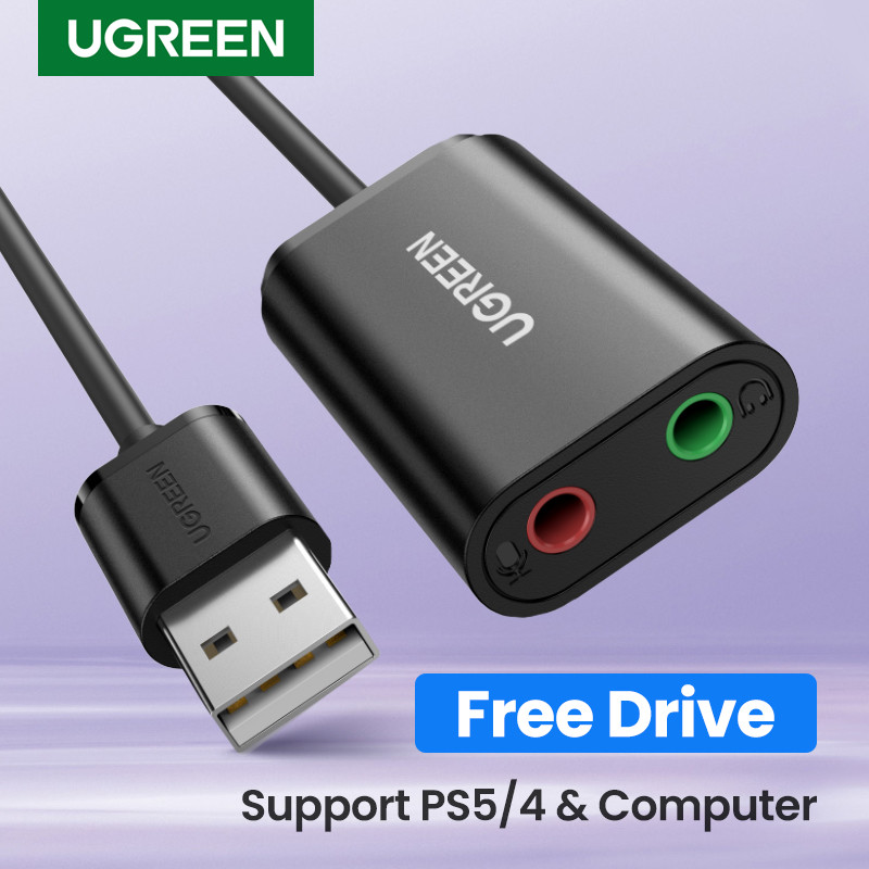 Jual UGREEN Sound Card External 3.5mm USB Adapter USB to Microphone ...
