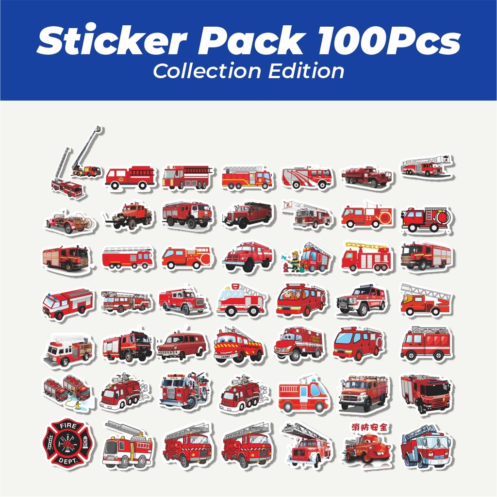 Jual Hot Stiker Truk Pemadam Kebakaran Lucu Anti Air Stikers Berperekat ...