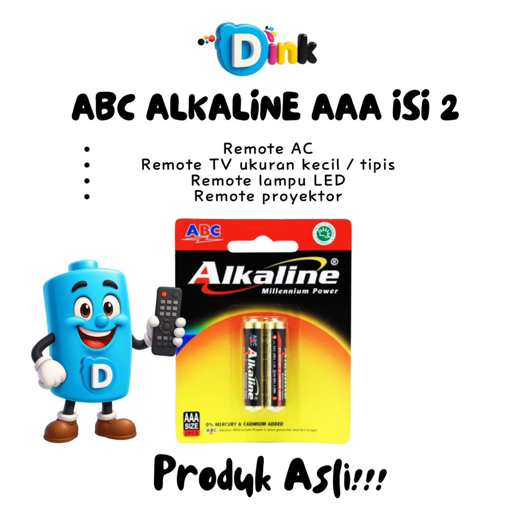 Jual Baterai ABC Alkaline AAA/A3 isi 2 Batre Baterei Batrai remote ...