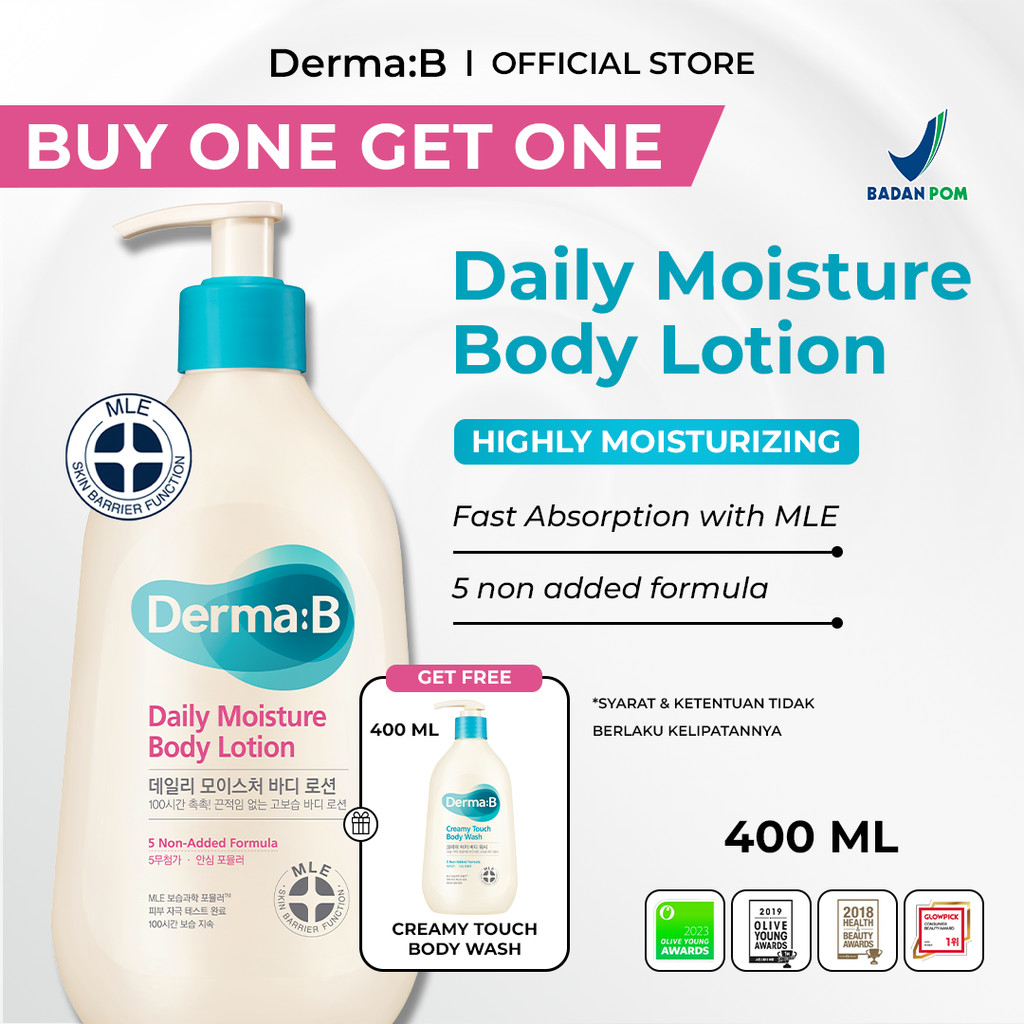 Jual Derma:B Daily Moisture Body Lotion 400ml | Shopee Indonesia