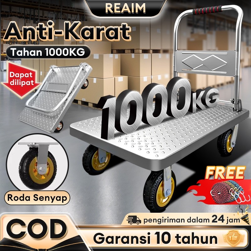 Jual TERLARISReaim Handtruck Troli Barang Lipat Model Besi 1000 Kg Besi ...
