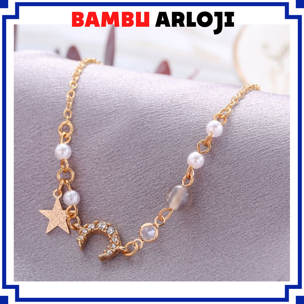 Jual BAJ Gelang Titanium Wanita Bracelet Liontin Bintang Dan Bulan ...
