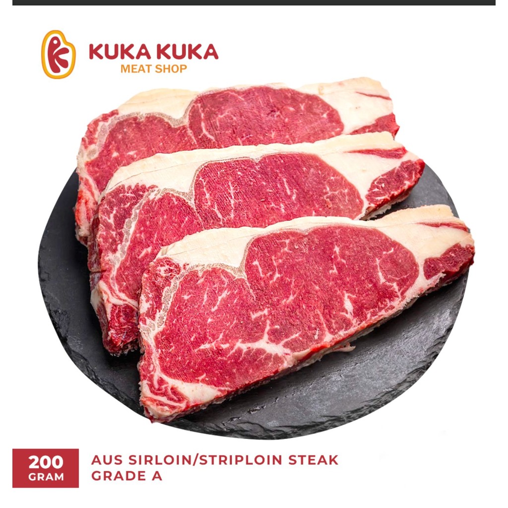 Jual Daging Beef Steak AUST Striploin / Sirloin Grade A 200gr / 1KG ...