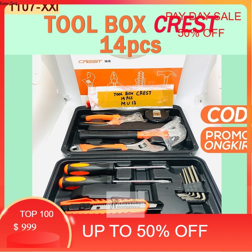 Jual Toolset Toolkit Toolbox Tool Set Tool Kit Tool Box 14 pcs CREST ...