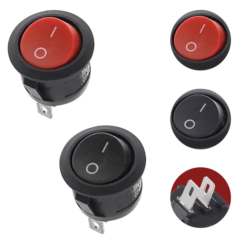 Jual 5PCS Snap-in Rocker Switch SPST 2 Pin 2 Position KCD1-105 Circle ...