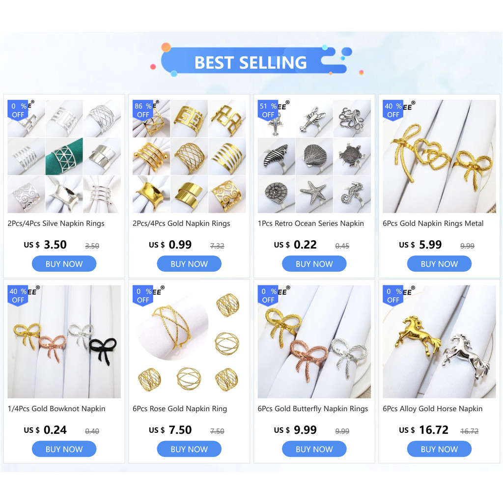 Jual 6Pcs Ocean Blue Animal Napkin Ring Starfish Lobster Shell Turtle ...