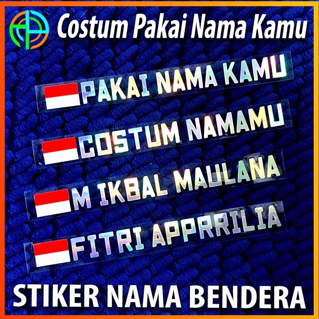 Jual isi 03 Sticker Custom Nama Bendera | Pakai Nama Kamu | Hologram ...