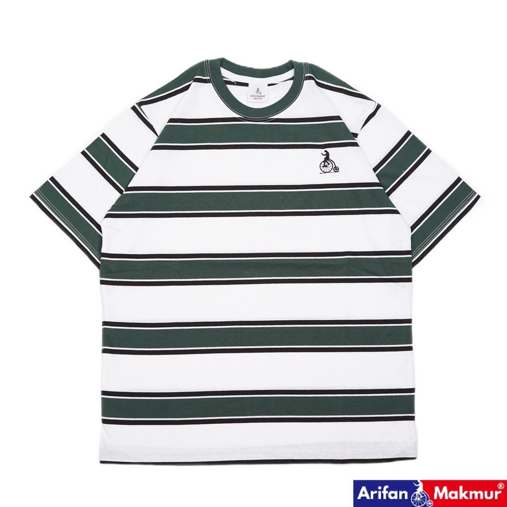 Jual Arifan Makmur Tshirt Stripes Trois Olive Green White Black Unisex ...