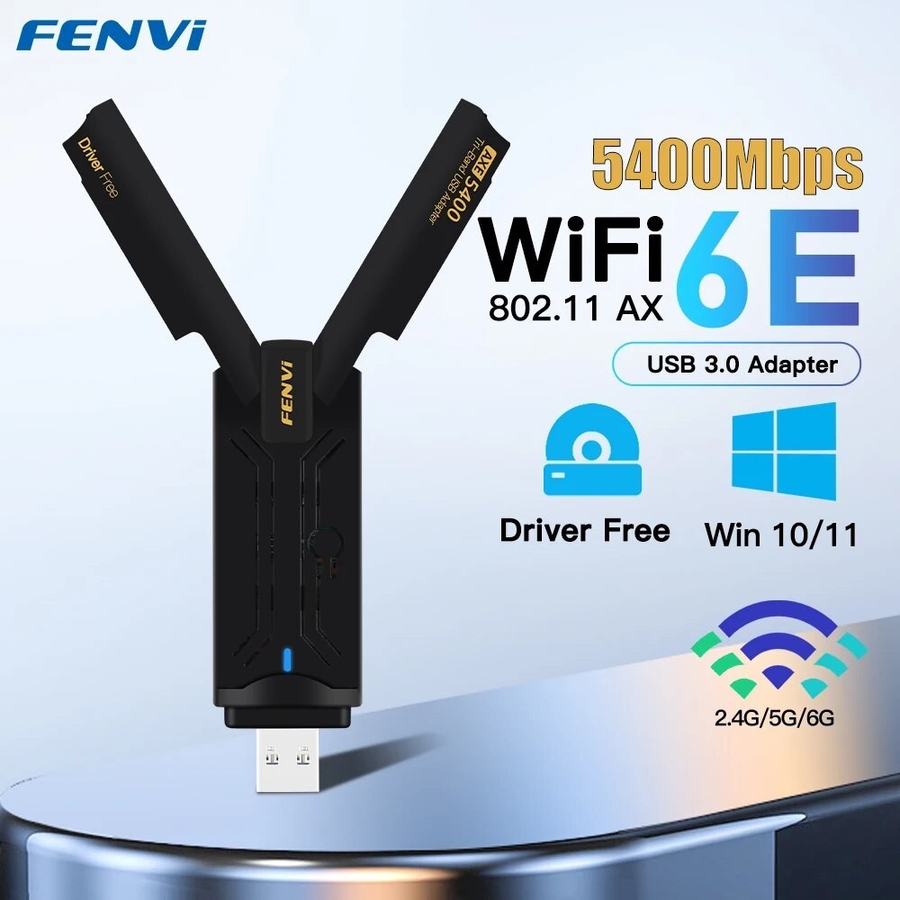 Jual FENVI AX5400 WiFi 6E USB Adapter Dongle Tri Band 2.4G/5G/6GHz USB3.0 WiFi 6 Network Card ...